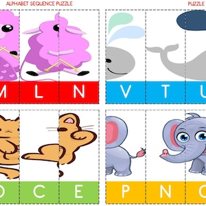 3 Piece Animal Puzzle Alphabet Sequence. Printable Puzzle Activity. - Etsy