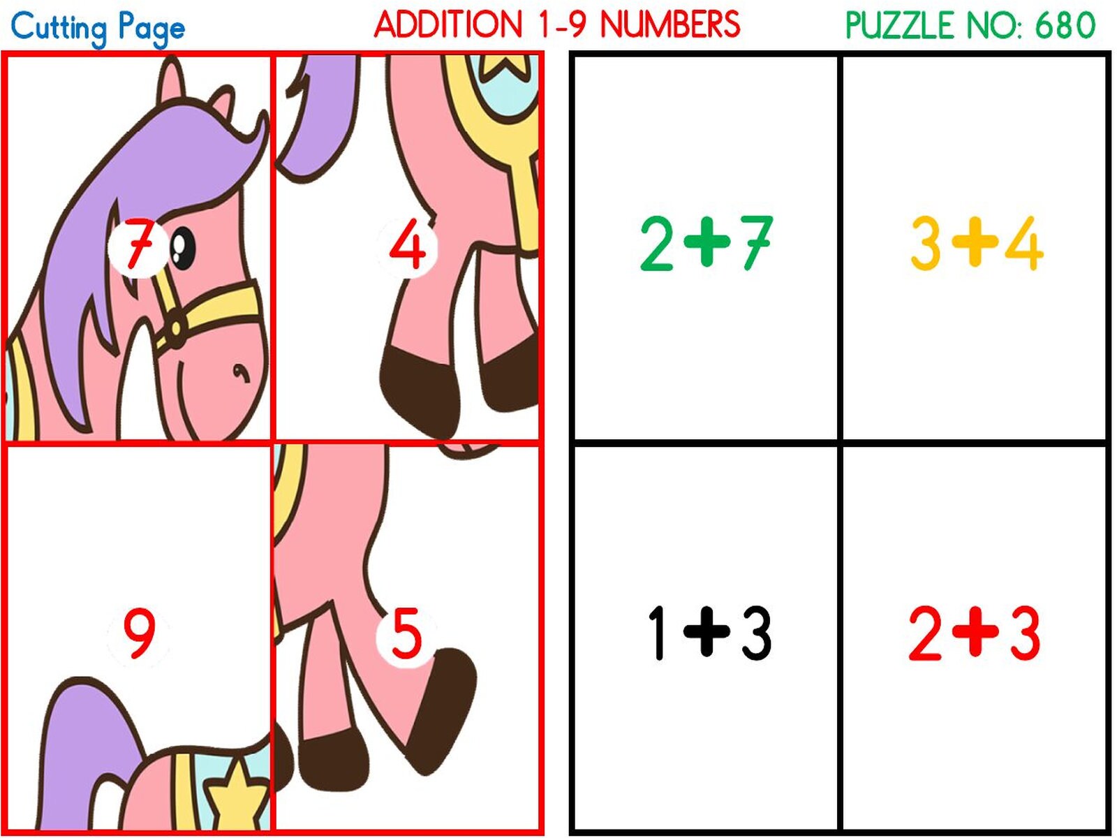 40 Addition Animal Puzzle Preschool Math Worksheets for Kids - Etsy
