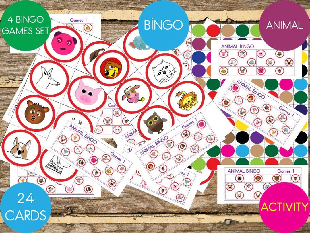 Animal Bingo Cards Printable, Animal Party for Kids, Toddler Learning ...