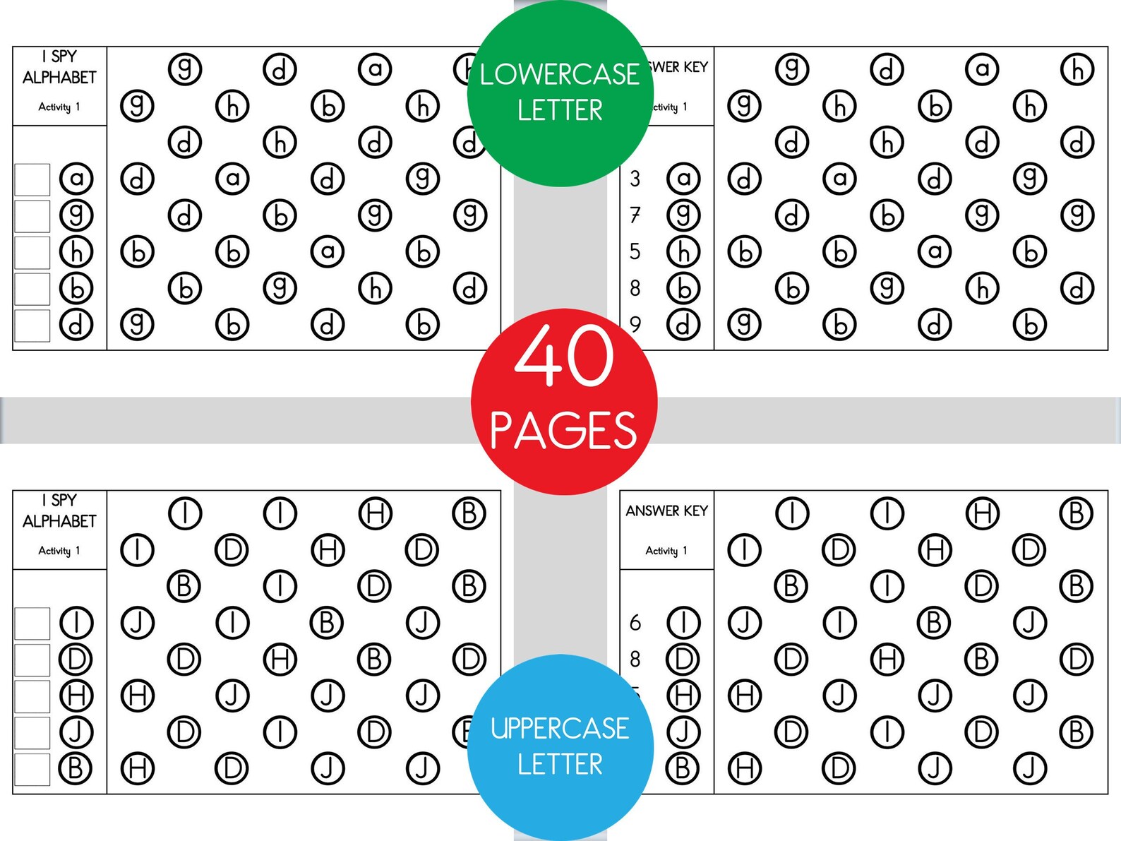 40 Pages Alphabet Uppercase and Lowercase I Spy Game Fun, I Spy ...