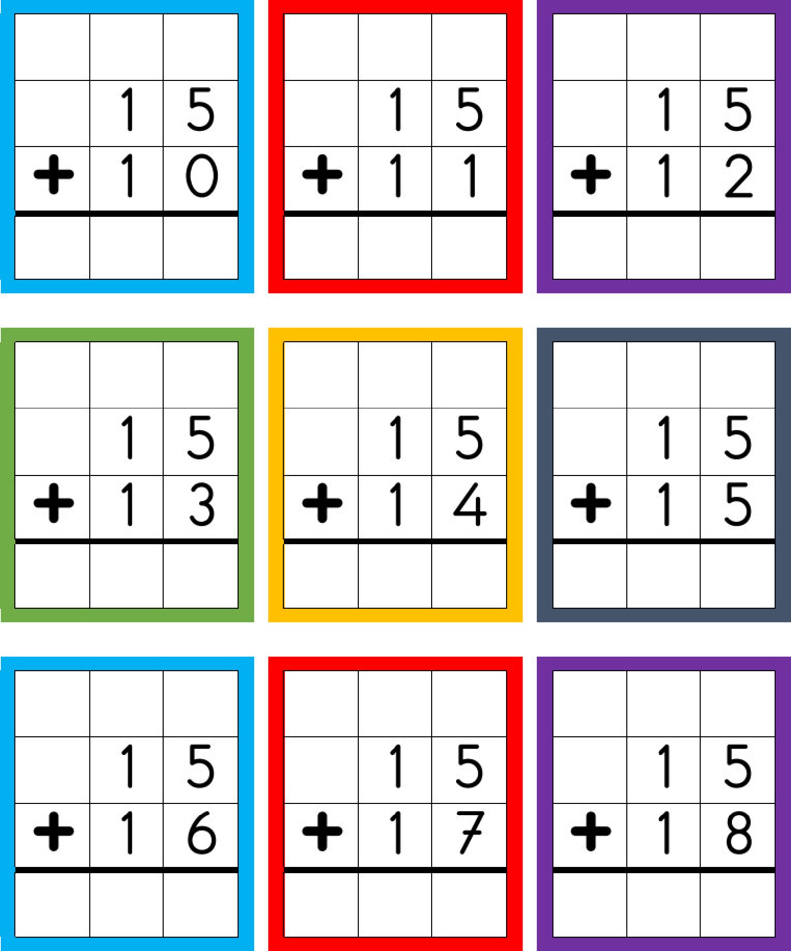 Addition Flash Cards Numbers 0 to 20 Printable Preschool Homeschool ...