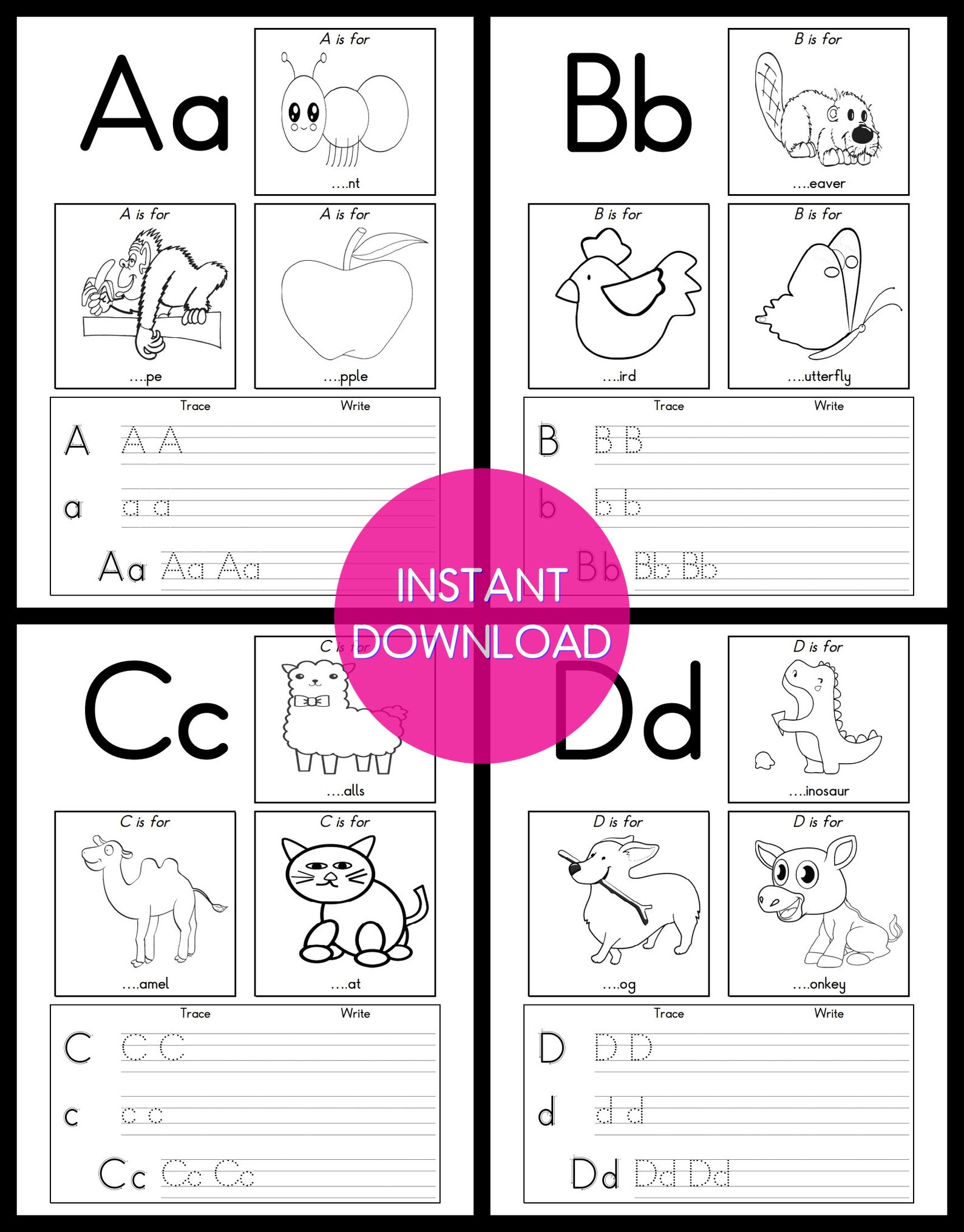 Alphabet Worksheets, Printable Letter Worksheets, Homeschool Worksheets ...