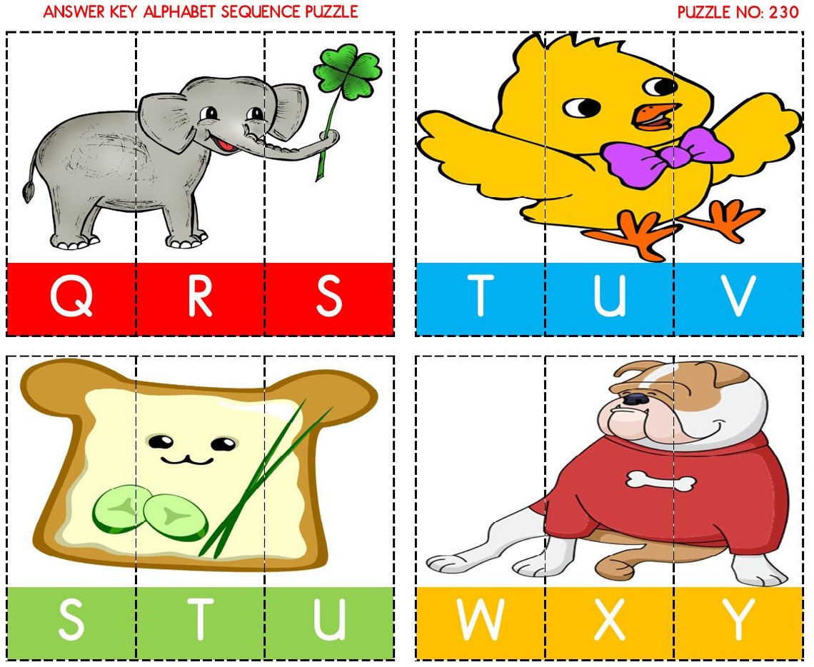 3 Piece Animal Puzzle Alphabet Sequence. Printable Puzzle Activity. - Etsy