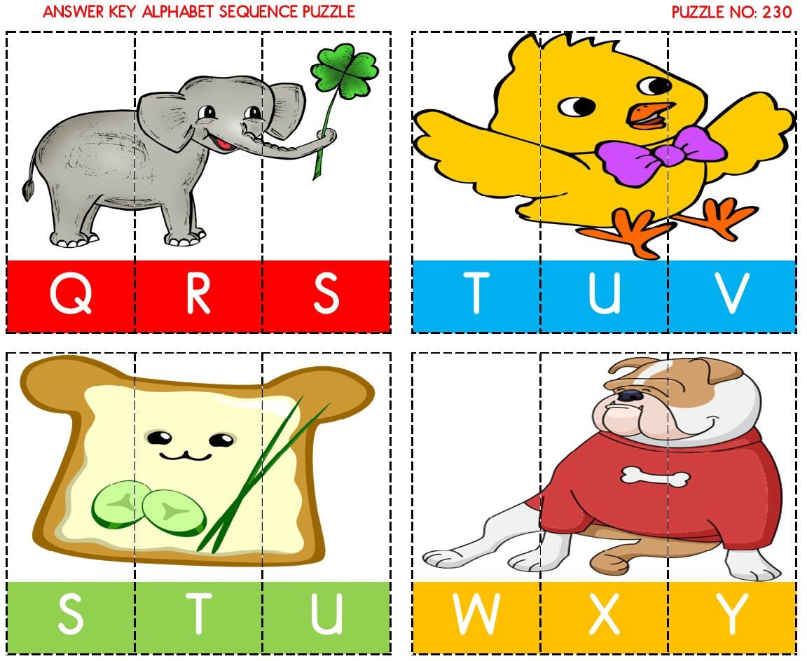 3 Piece Animal Puzzle Alphabet Sequence. Printable Puzzle Activity. - Etsy