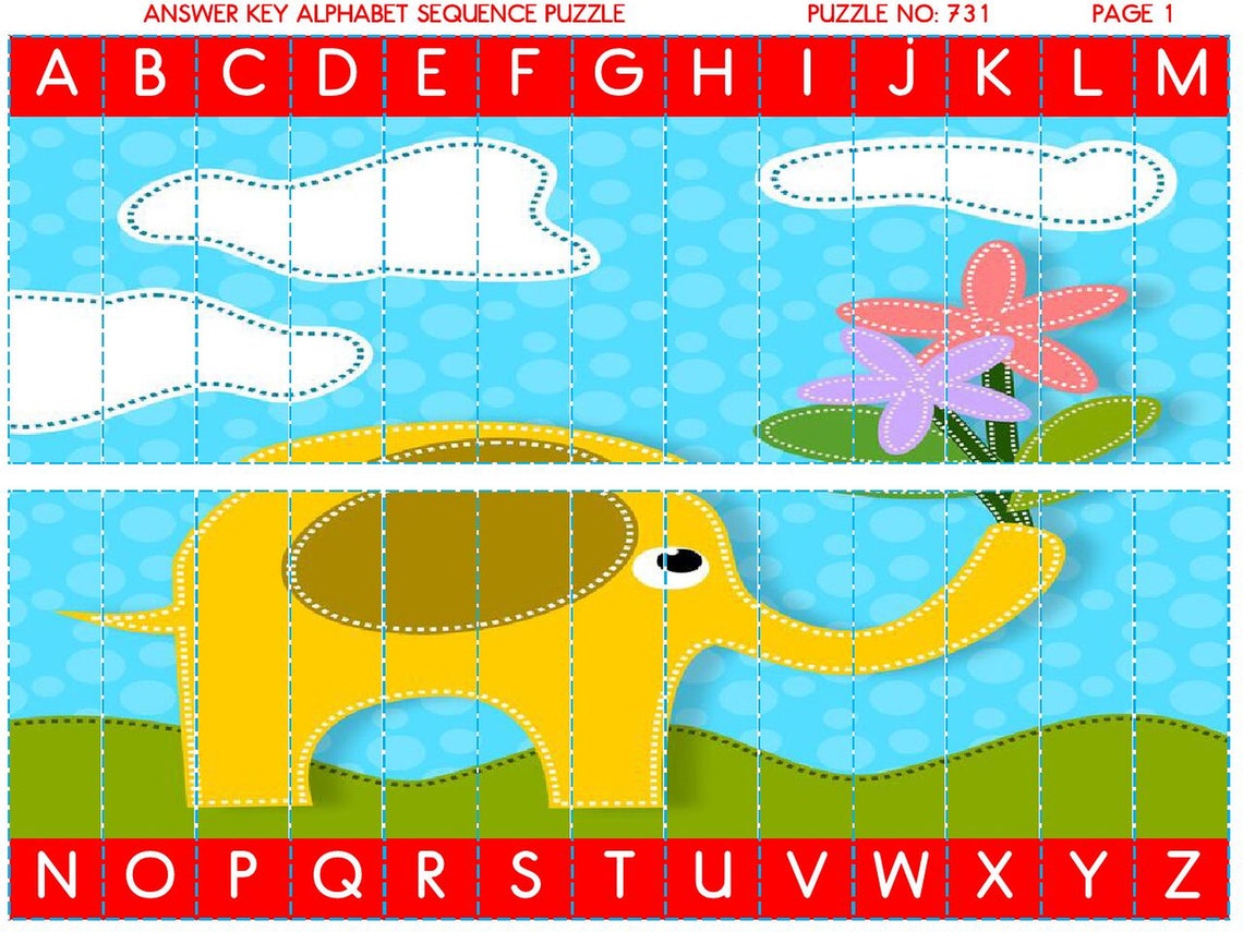 50 Animal Puzzle Alphabet Sequence A-Z. Printable Puzzle Activity. - Etsy