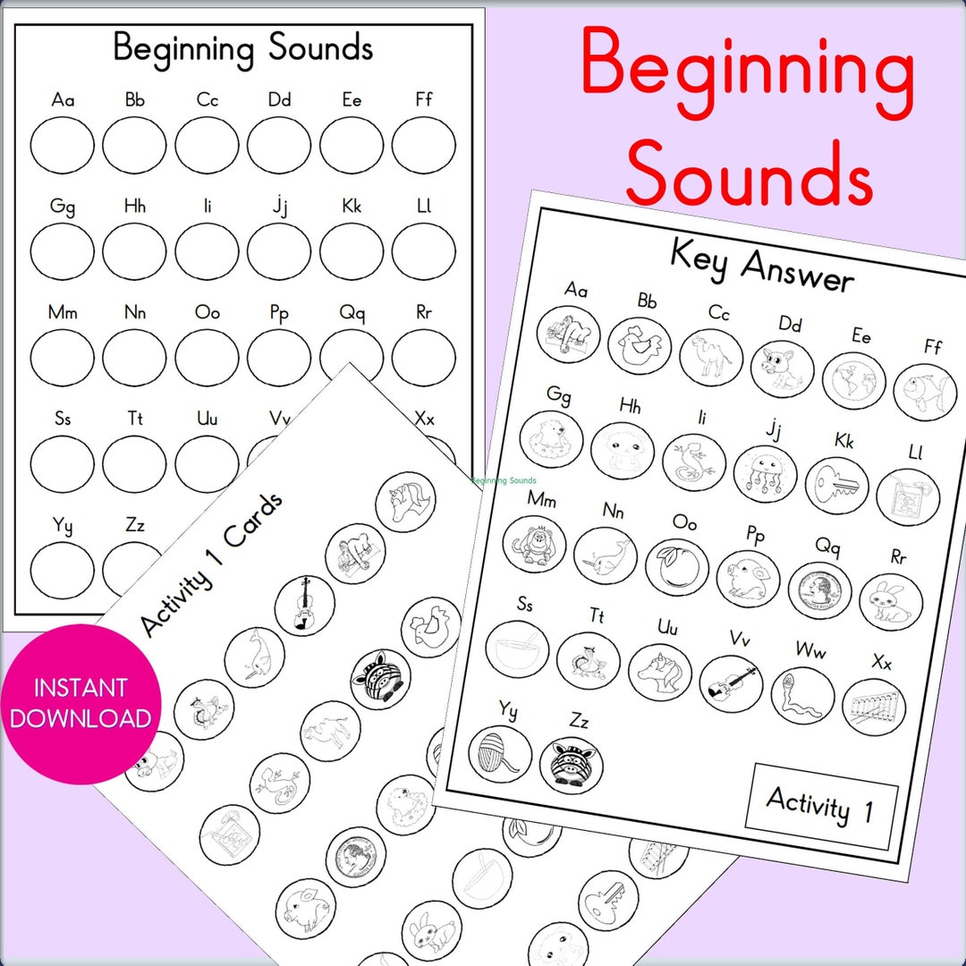 6 Differant Beginning Sounds Activity, Preschool Alphabets Printable ...