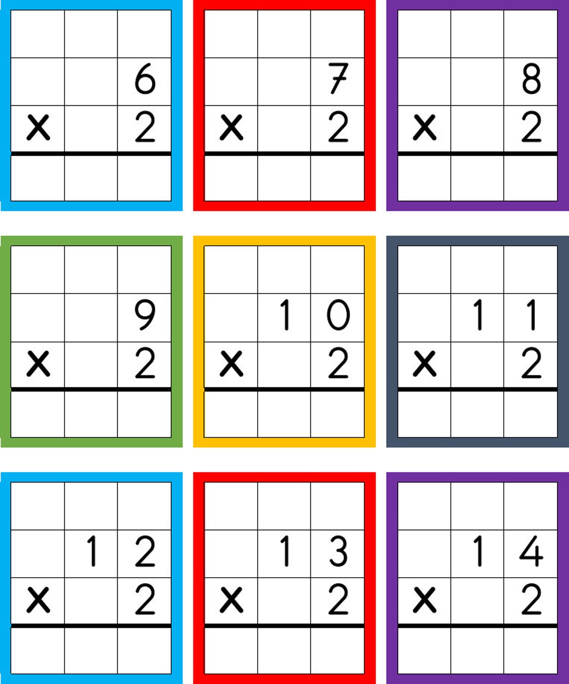 Multiplication Flash Cards Numbers 0 to 20 Printable Preschool ...