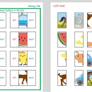 Matching Puzzle Printable,30 Pages,3 Pieces, Activity, Worksheet ...