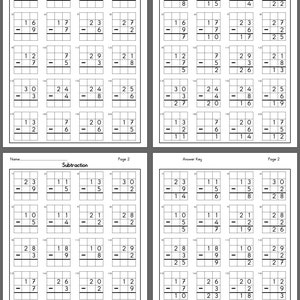 Subtraction Worksheets. 40 Printable Worksheets. Numbers 1-20 & Numbers ...