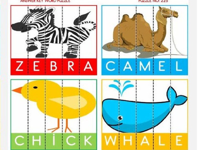36 Word Puzzle Printable Activity Instant Download PDF Kindergarten Pre ...