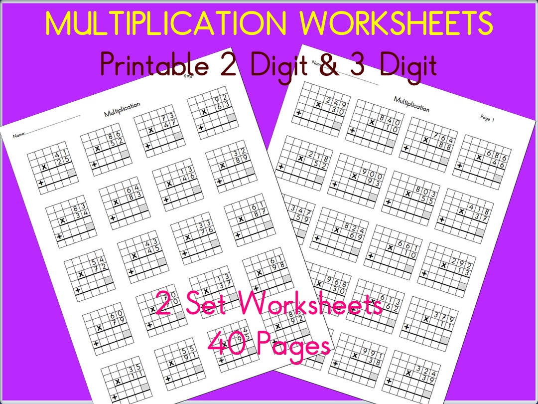 Multiplication Math Worksheets. 2 Digit X 2 Digit & 3 Digit X 2 Digit ...