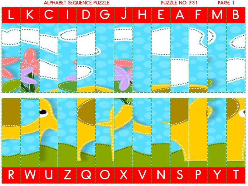 50 Animal Puzzle Alphabet Sequence A-Z. Printable Puzzle Activity. - Etsy
