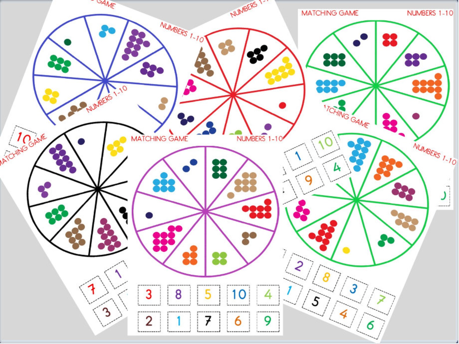 Matching Game, Number 1-10, Preschool, Kindergarten, Homeschool ...