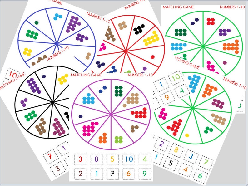 Matching Game, Number 1-10, Preschool, Kindergarten, Homeschool ...