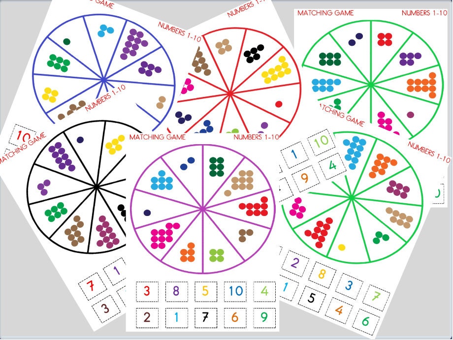 Matching Game, Number 1-10, Preschool, Kindergarten, Homeschool ...