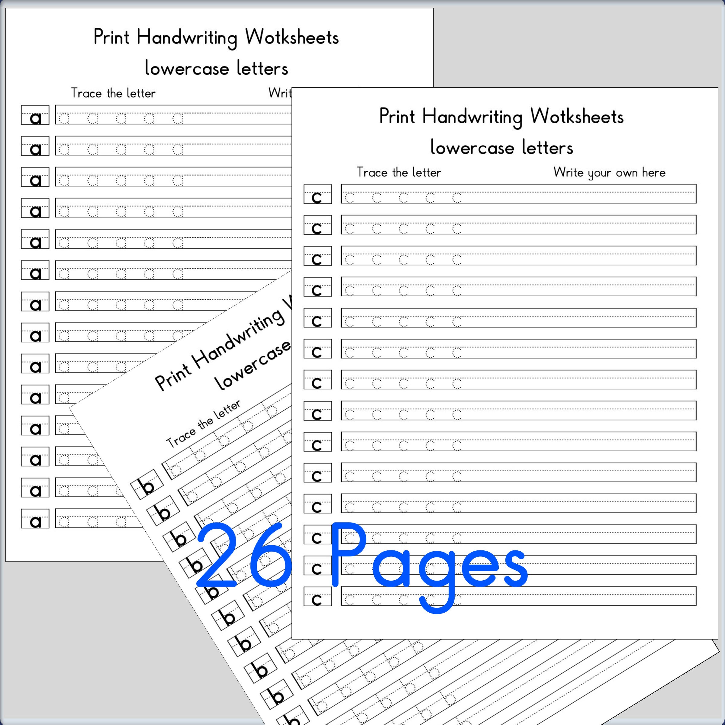 Printable Handwriting Worksheets80 Pages letters, Words, and Sentences ...