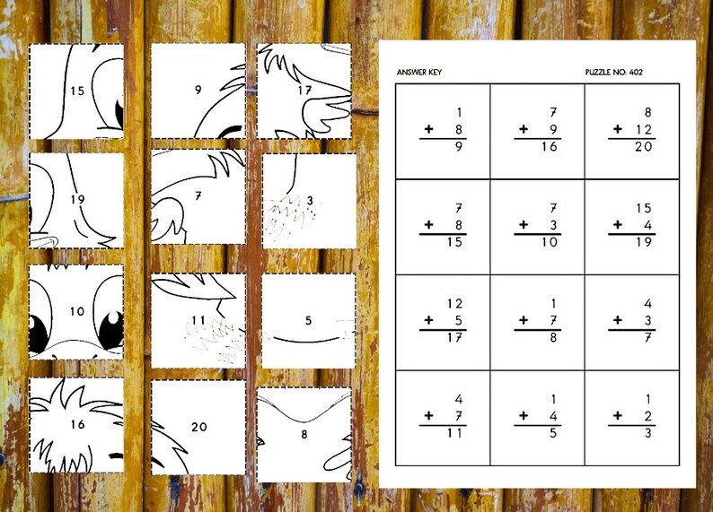 2O Addition Puzzle (black & White) Sum up to 20. Addition (adding ...