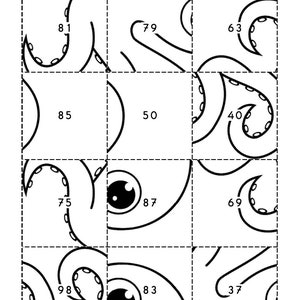 2 Digit Addition Puzzle (black & White) Sum up to 100. Addition (adding ...