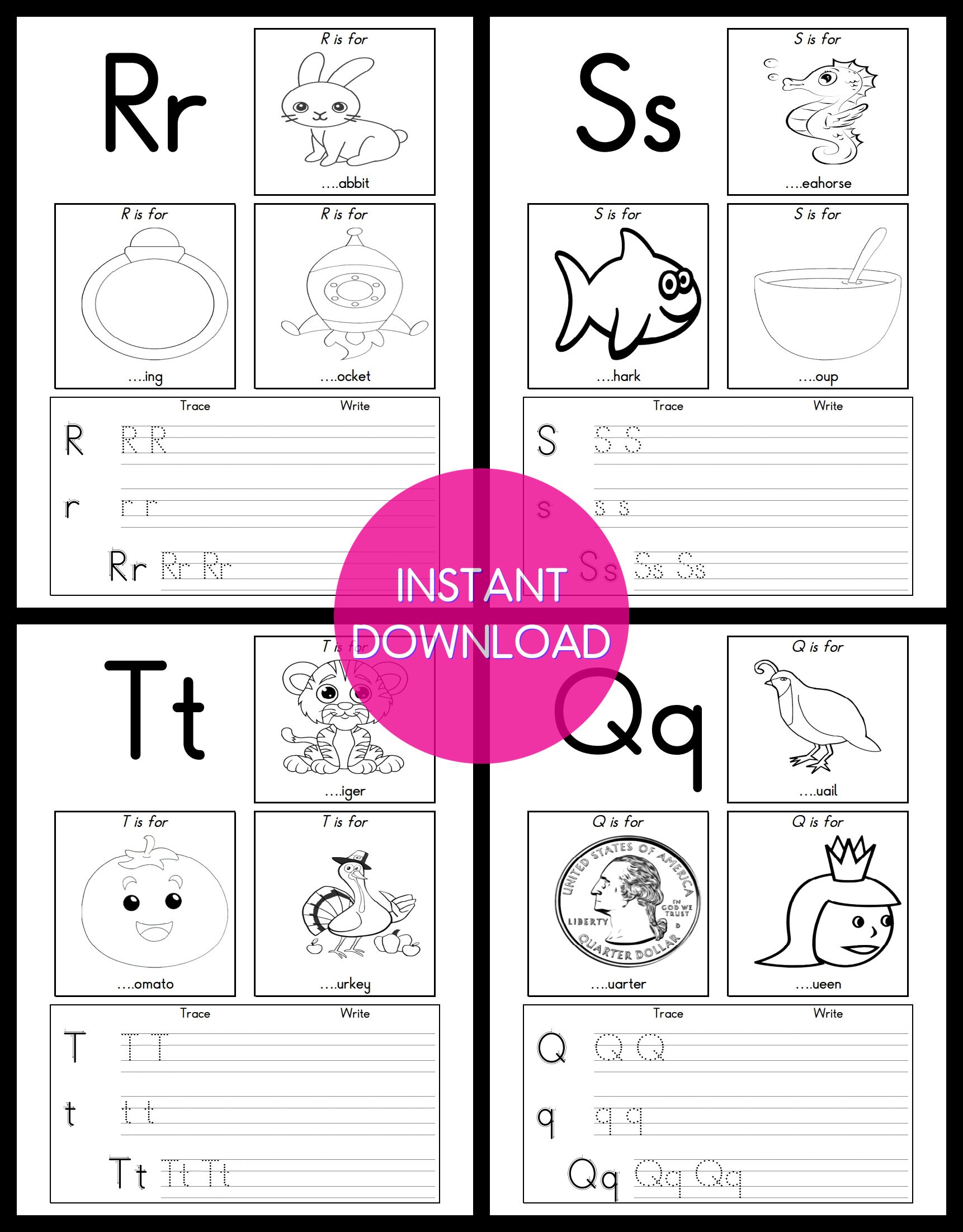 Alphabet Worksheets, Printable Letter Worksheets, Homeschool Worksheets ...