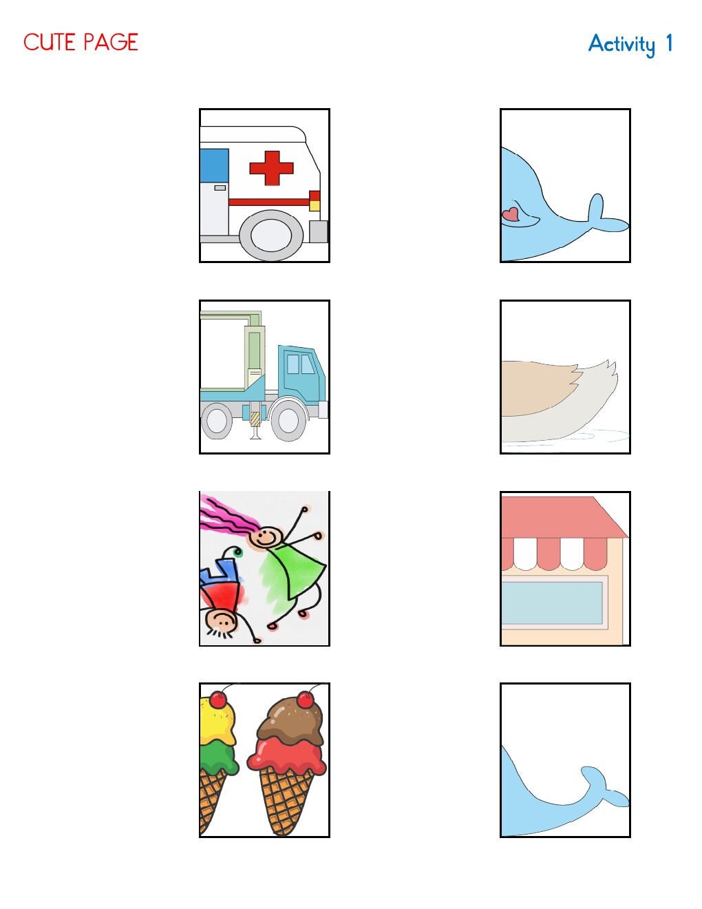 30 Matching Puzzle Printable, Activity, Worksheet Homeschool, Toddler ...