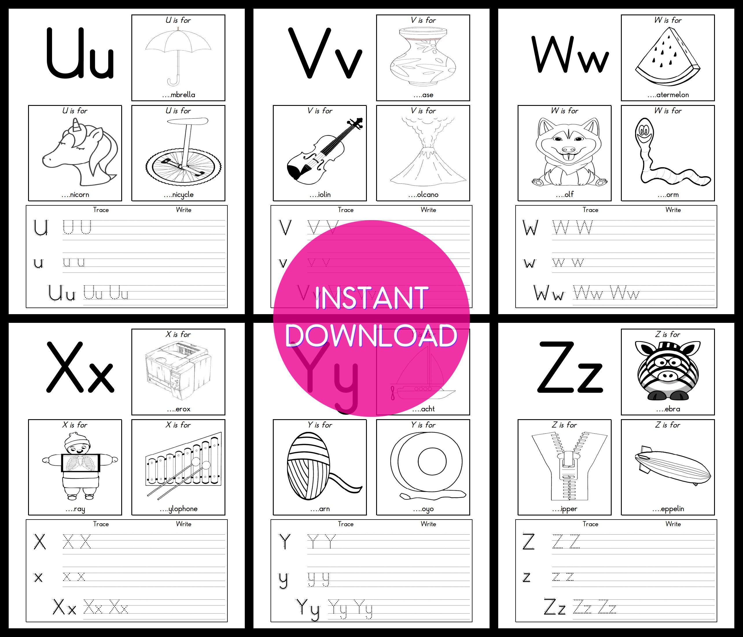 Alphabet Worksheets, Printable Letter Worksheets, Homeschool Worksheets ...