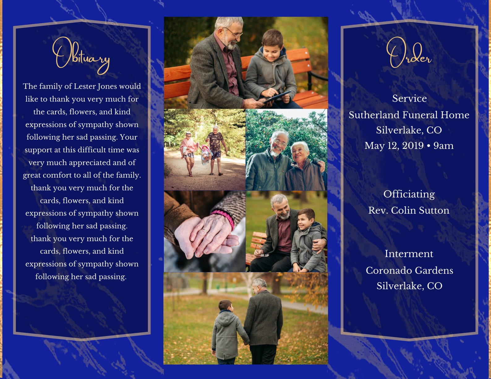 Tri Fold Funeral Program Template | Editable in Canva | Funeral Program ...