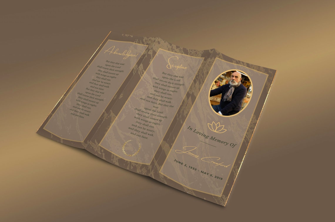 Tri Fold Funeral Program Template Editable in Canva Funeral Program ...