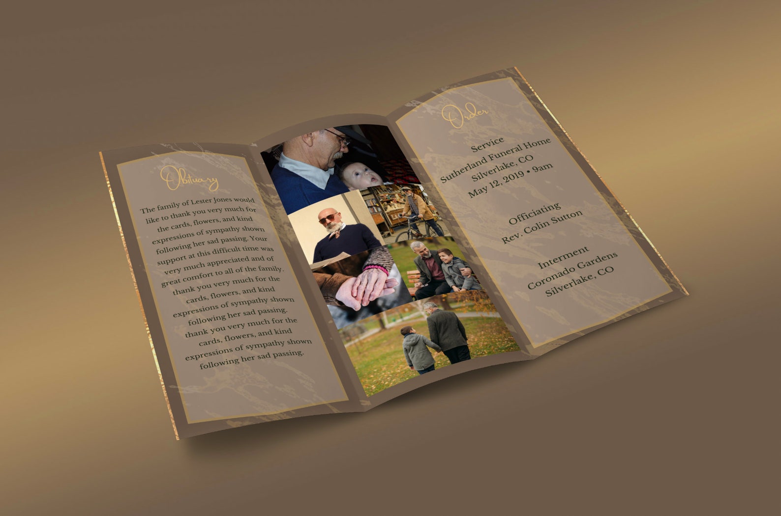 Tri Fold Funeral Program Template Editable in Canva Funeral Program ...