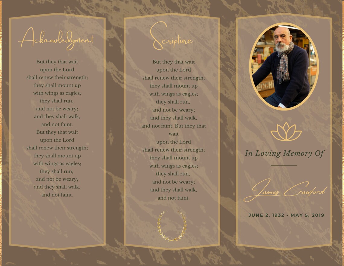 Tri Fold Funeral Program Template Editable in Canva Funeral Program ...