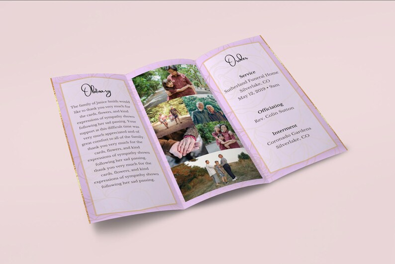 Tri Fold Funeral Program Template Editable in Canva Funeral Program ...