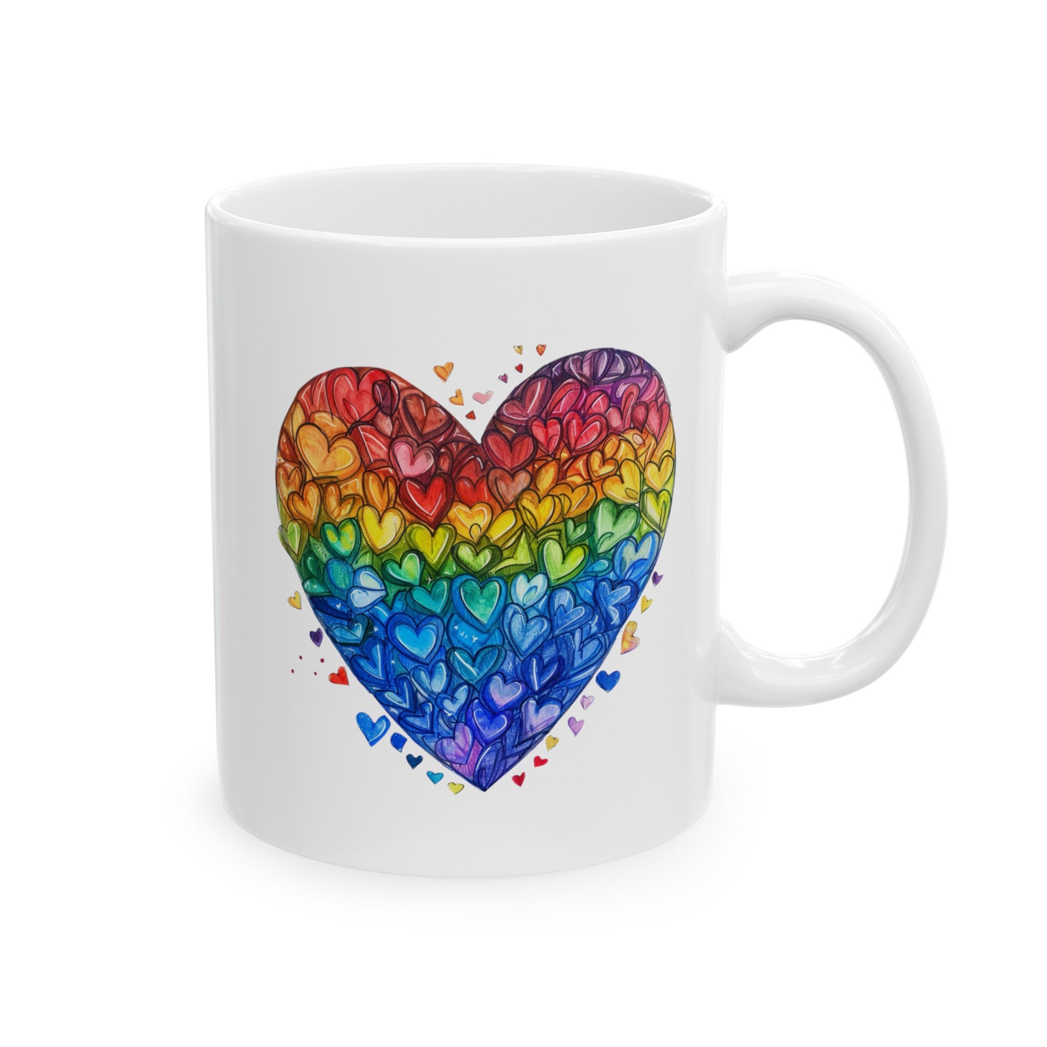 Lgbtqia Love Heart Rainbow Coffee Mug 11oz You Belong Support LGBTQIA ...