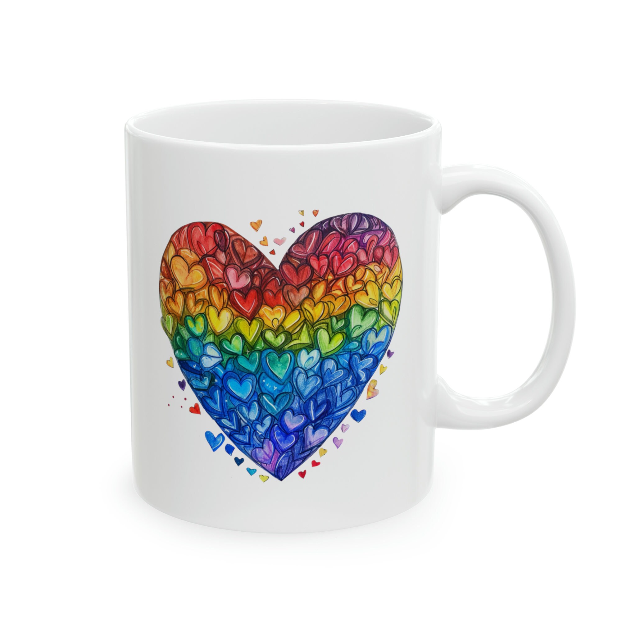 Lgbtqia Love Heart Rainbow Coffee Mug 11oz You Belong Support LGBTQIA ...