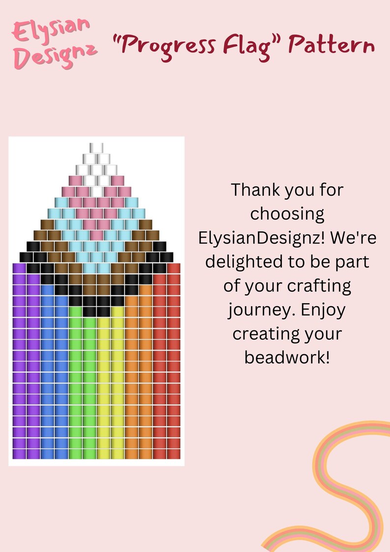 Progress Flag Rainbow Pride Beading Pattern Brick Style Loom Design ...