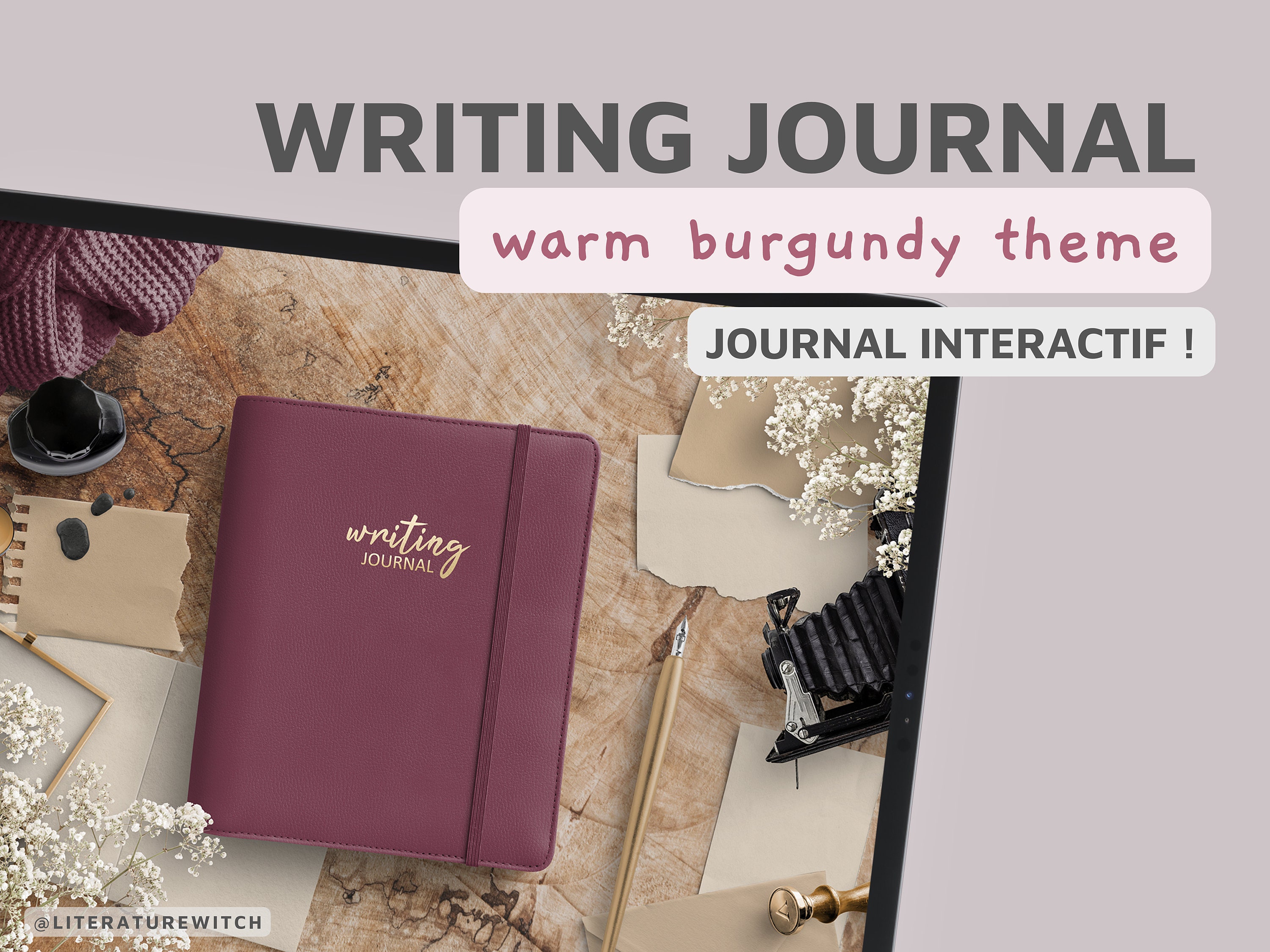Digital Writing Journal, Digital Writing Planner, Warm Burgundy Edition ...