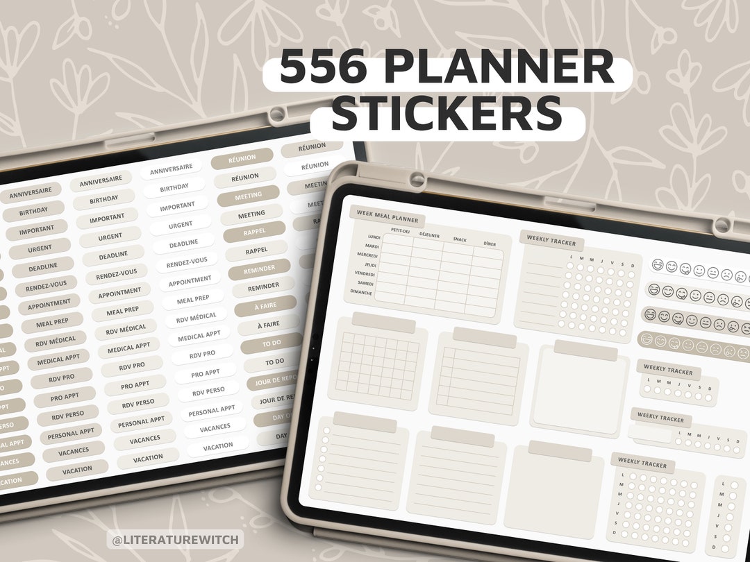 556 Digital Planner Sticker Pack, Minimalist, Beige, Neutral, Goodnotes ...