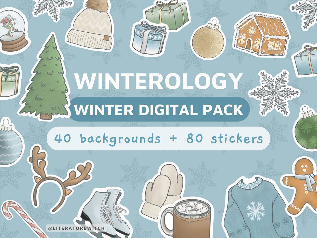 120 WINTEROLOGY DIGITAL PACK Stickers + Backgrounds - Social Media ...