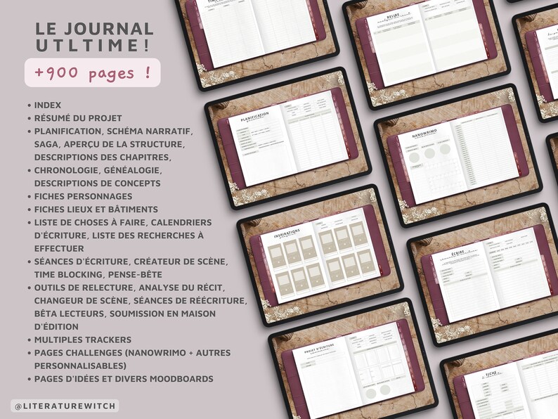 Digital Writing Journal, Digital Writing Planner, Warm Burgundy Edition ...