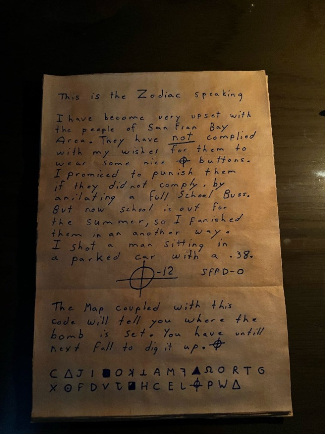 The Zodiac Killer Letter REPLICA - Etsy UK