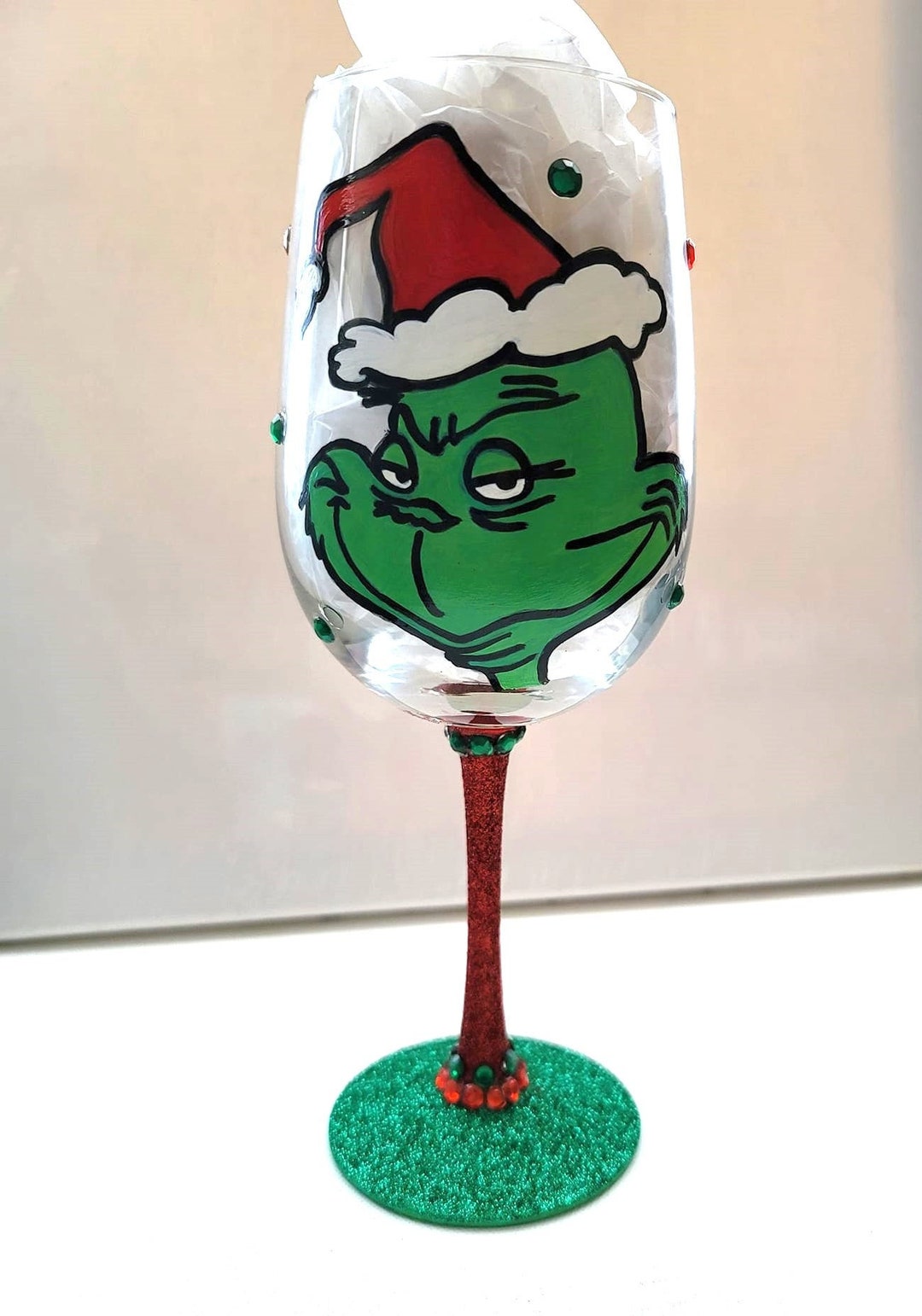 Grinch Christmas Hand Painted Wine Glass/drink up Grinches/gift for Her ...