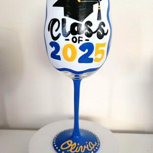 Hand Painted Graduation Wine Glass, Personalized College Grad Gift ...