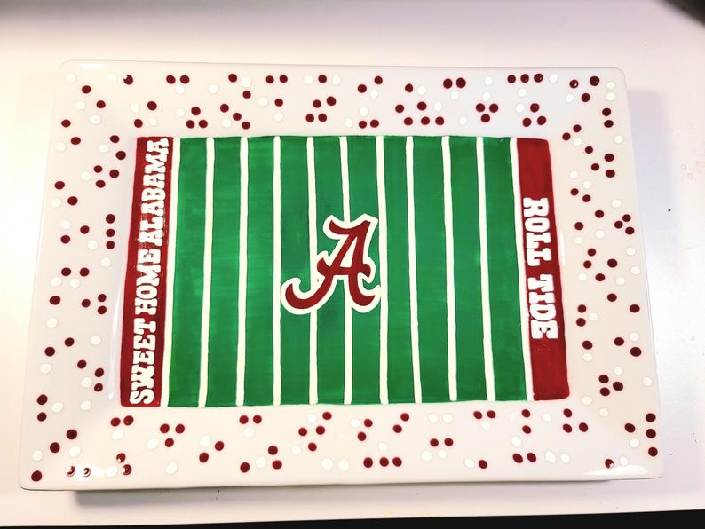Alabama Crimson Tide Football Field Platter/roll Tide Platter/bama ...
