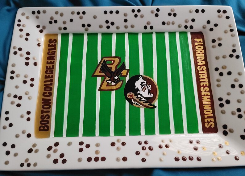 Hand Painted Dual Team Football Field Ceramic Platter (10x14) - Etsy