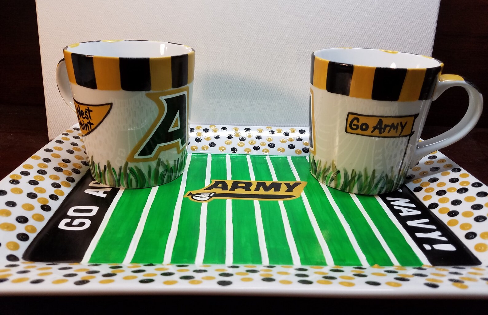 Hand Painted Football Field Serving Platter/ Sports/ Football/ College ...