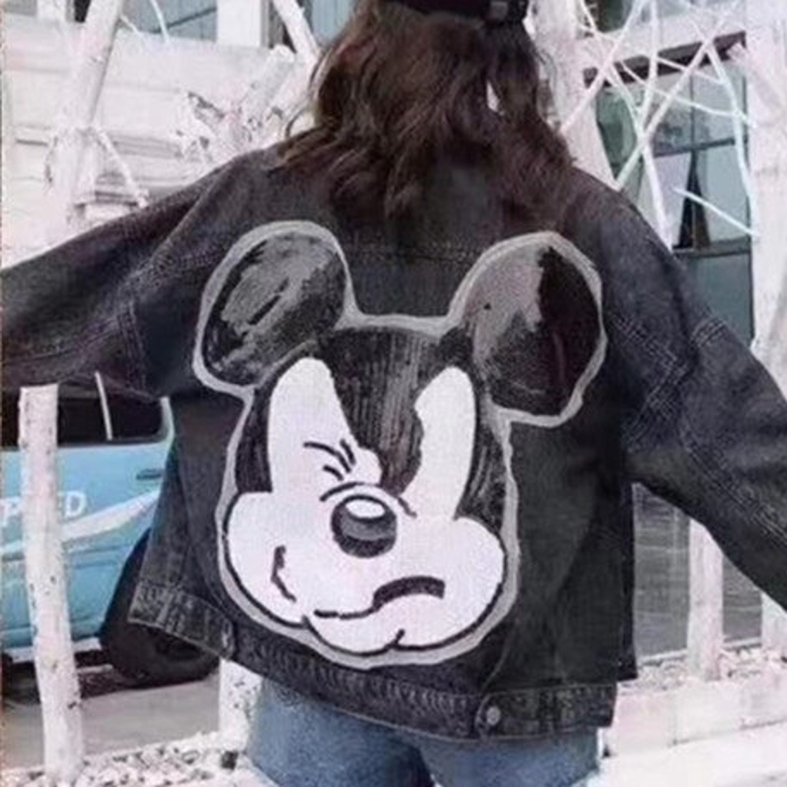 Cartoon Denim Jacket Sequined Jacket With Cartoon Embroidery - Etsy
