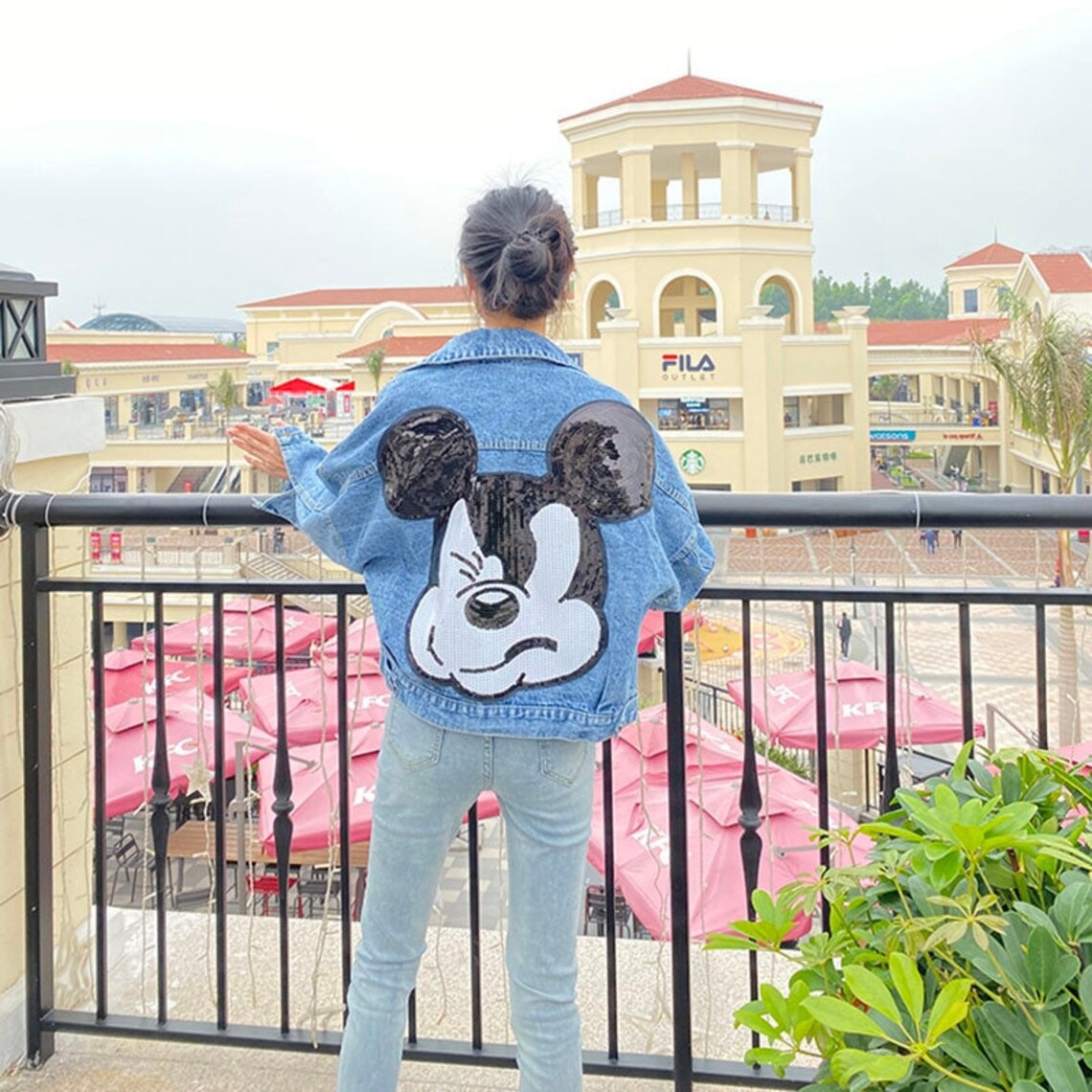 Cartoon Denim Jacket Sequined Jacket With Cartoon Embroidery - Etsy