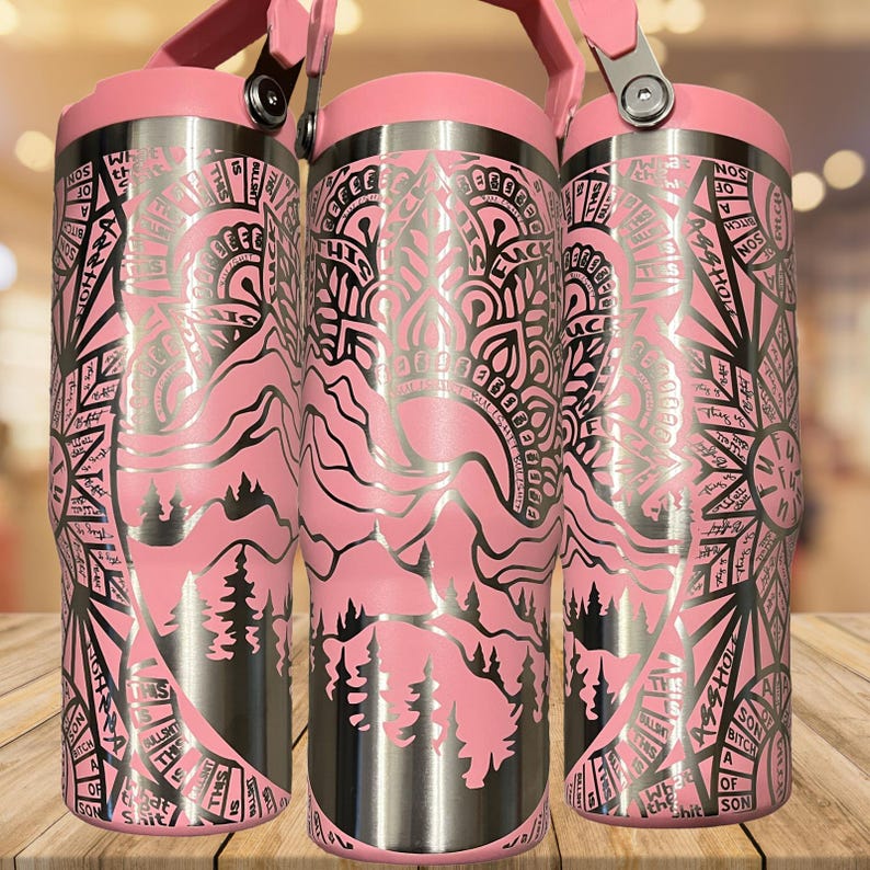 Curse Word Mandala Adult Mandala Seamless Wrap Tumbler Laser Engraving ...