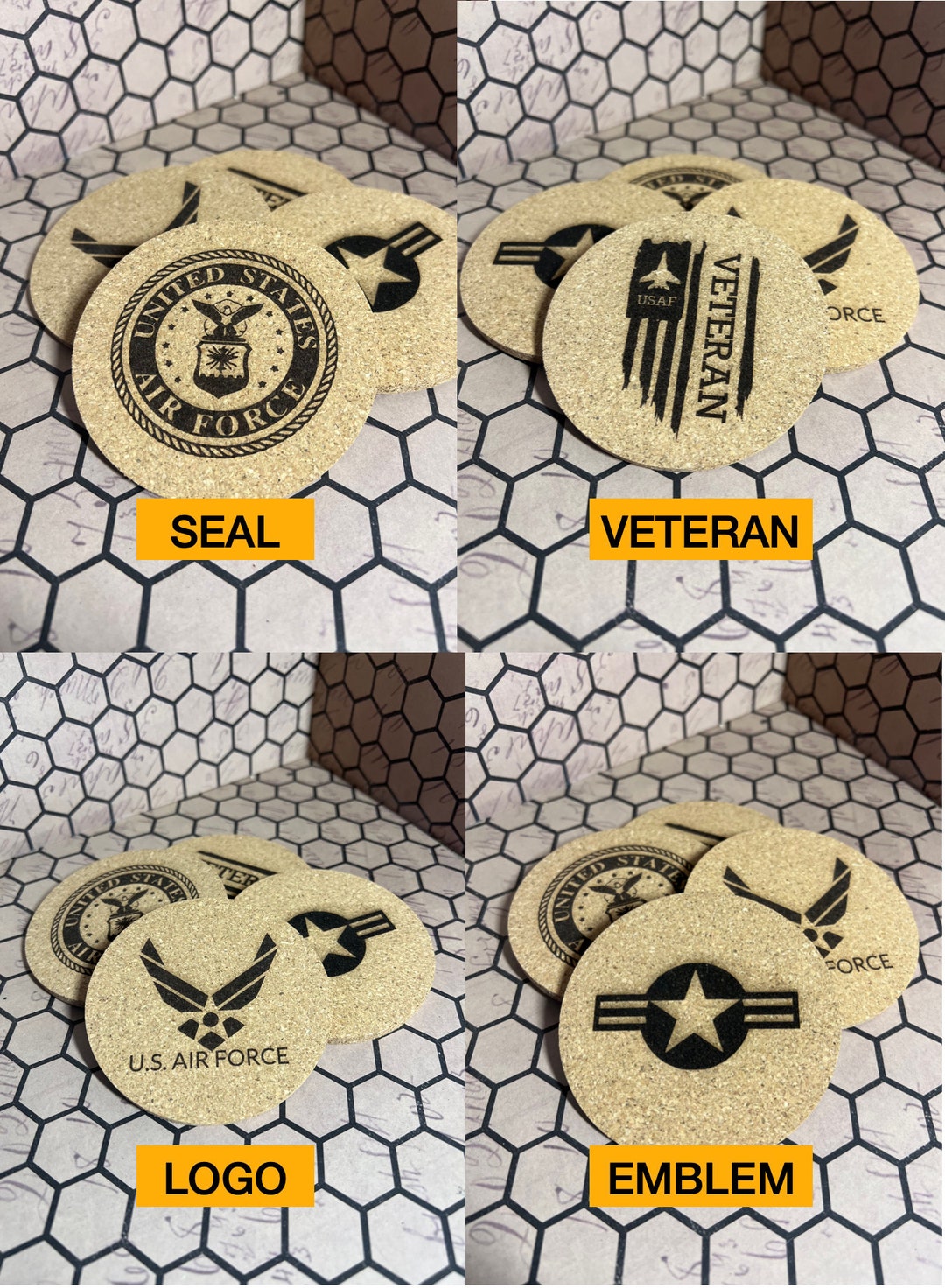 US AIR Force/united States Air Force/coaster/wood/slate/cork/ Military ...