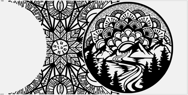 Curse Word Mandala Adult Mandala Seamless Wrap Tumbler Laser Engraving ...