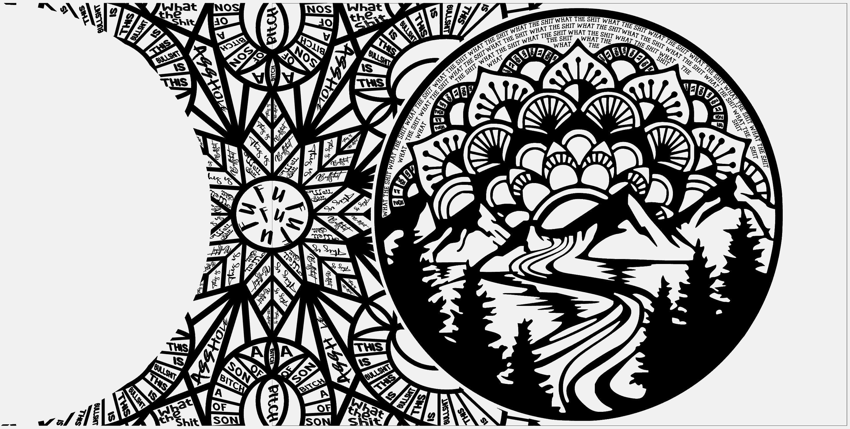 Curse Word Mandala Adult Mandala Seamless Wrap Tumbler Laser Engraving ...