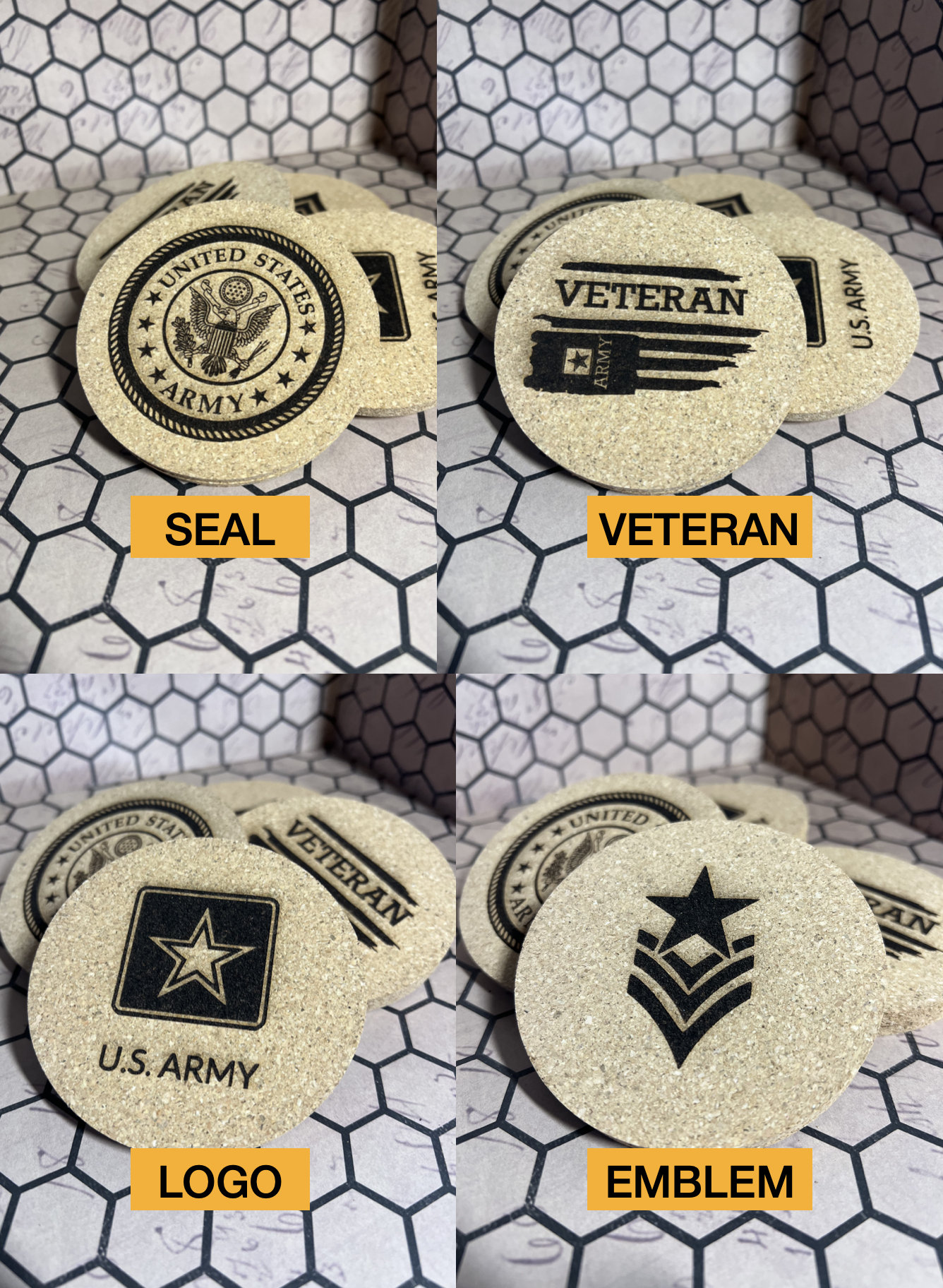 Us Army/united States Army/coaster/wood/slate/cork/ Military/ Memorial ...